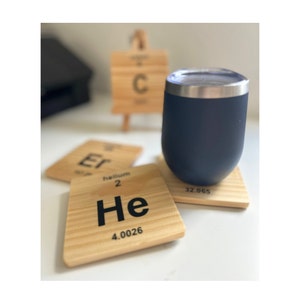 Periodic Table "cheers" Coaster Set - 4 Wooden Coasters Using Element ...
