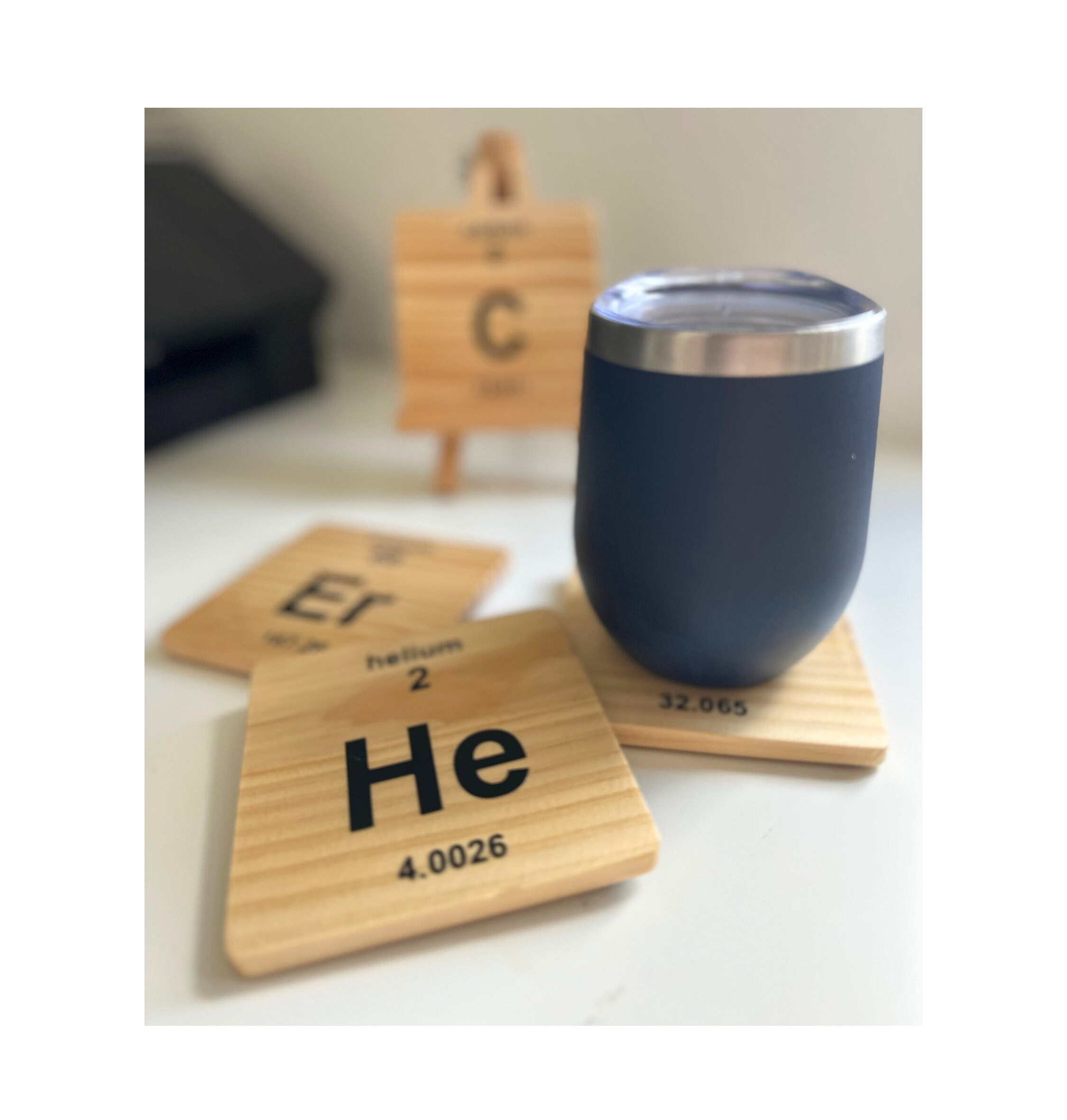 Periodic Table cheers Coaster Set 4 Wooden Coasters Using Element ...
