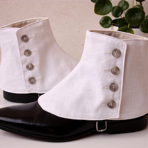 Luxury Men's Spats Pure White 100% Linen Gaiters for Elegant Men Dandy ...
