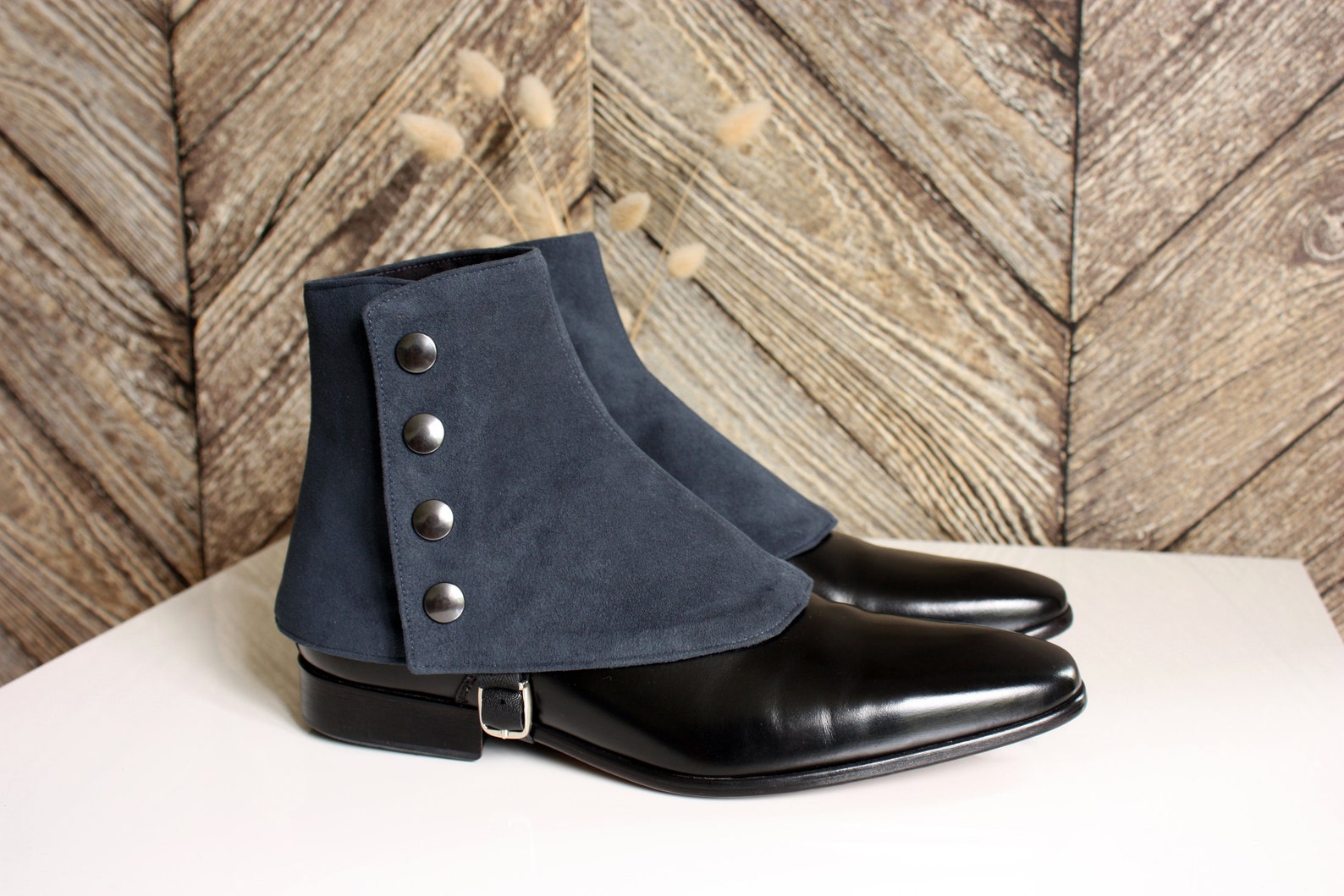 Luxury Men's Spats Midnight Blue Alcantara® Gaiters for - Etsy