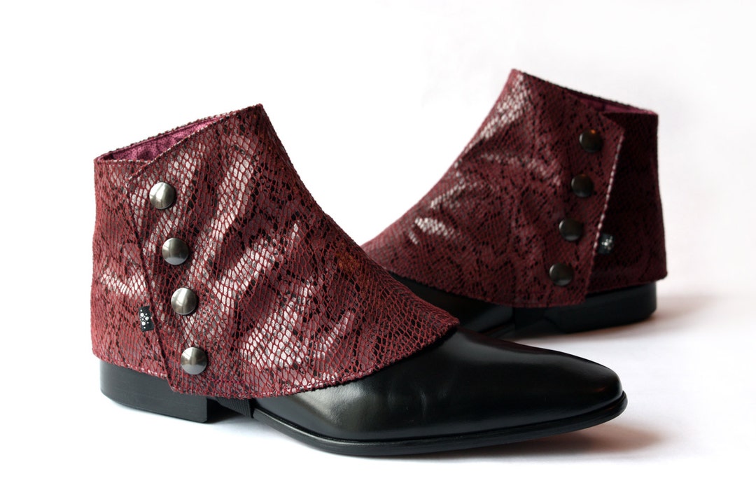 Men's Spats in Burgundy Snakeskin Fabric Dapper Men Gaiters Spats ...