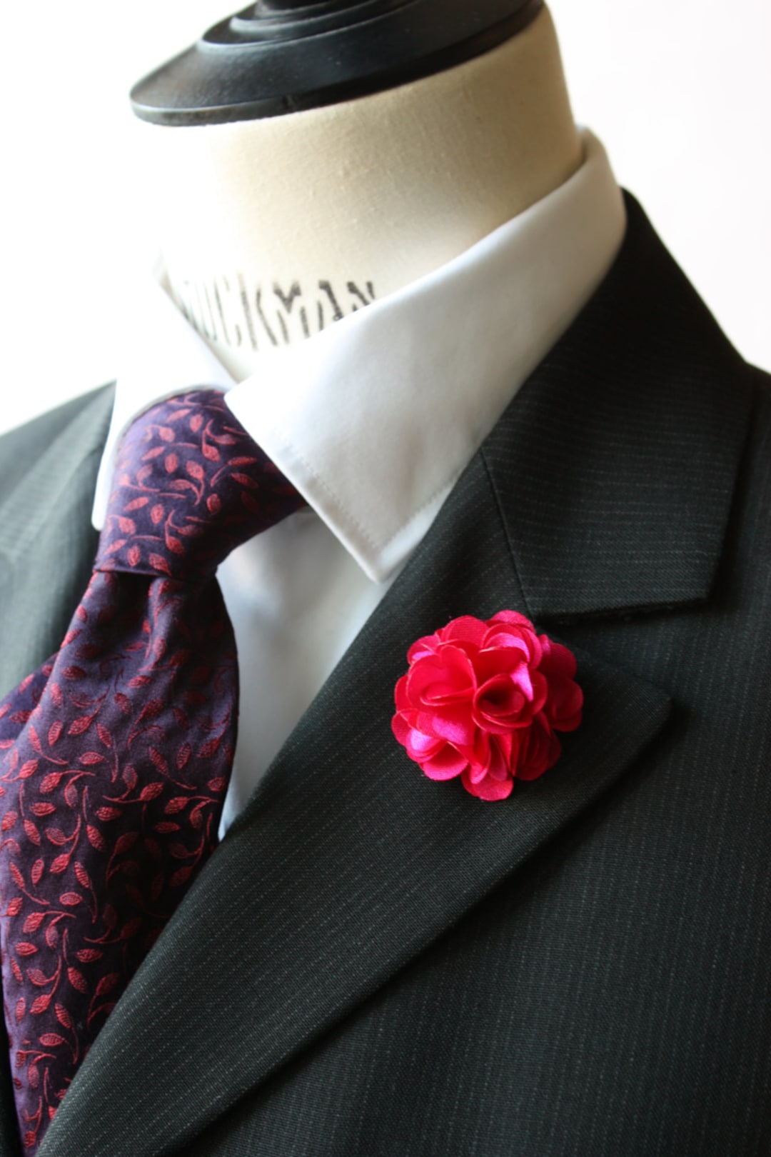 Lapel Pin for Men, Wedding Boutonniere, Flower Lapel Pin, Hot Pink ...