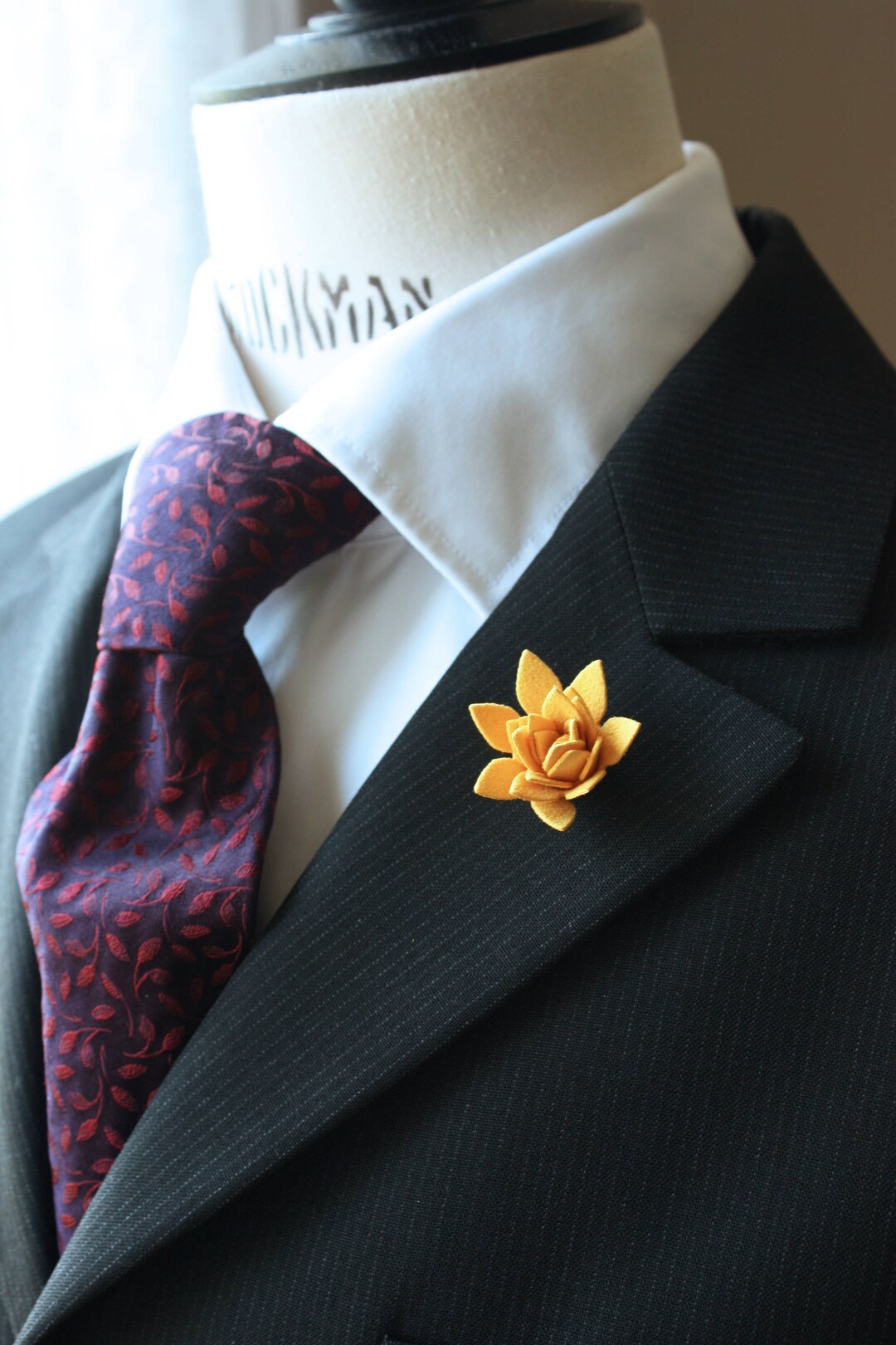 Succulent Flower Lapel Pin for Men, Wedding Boutonniere, Golden Yellow ...