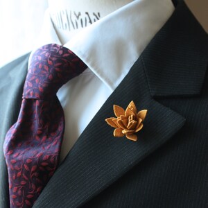 Succulent Flower Lapel Pin for Men, Wedding Boutonniere, Mustard Yellow ...