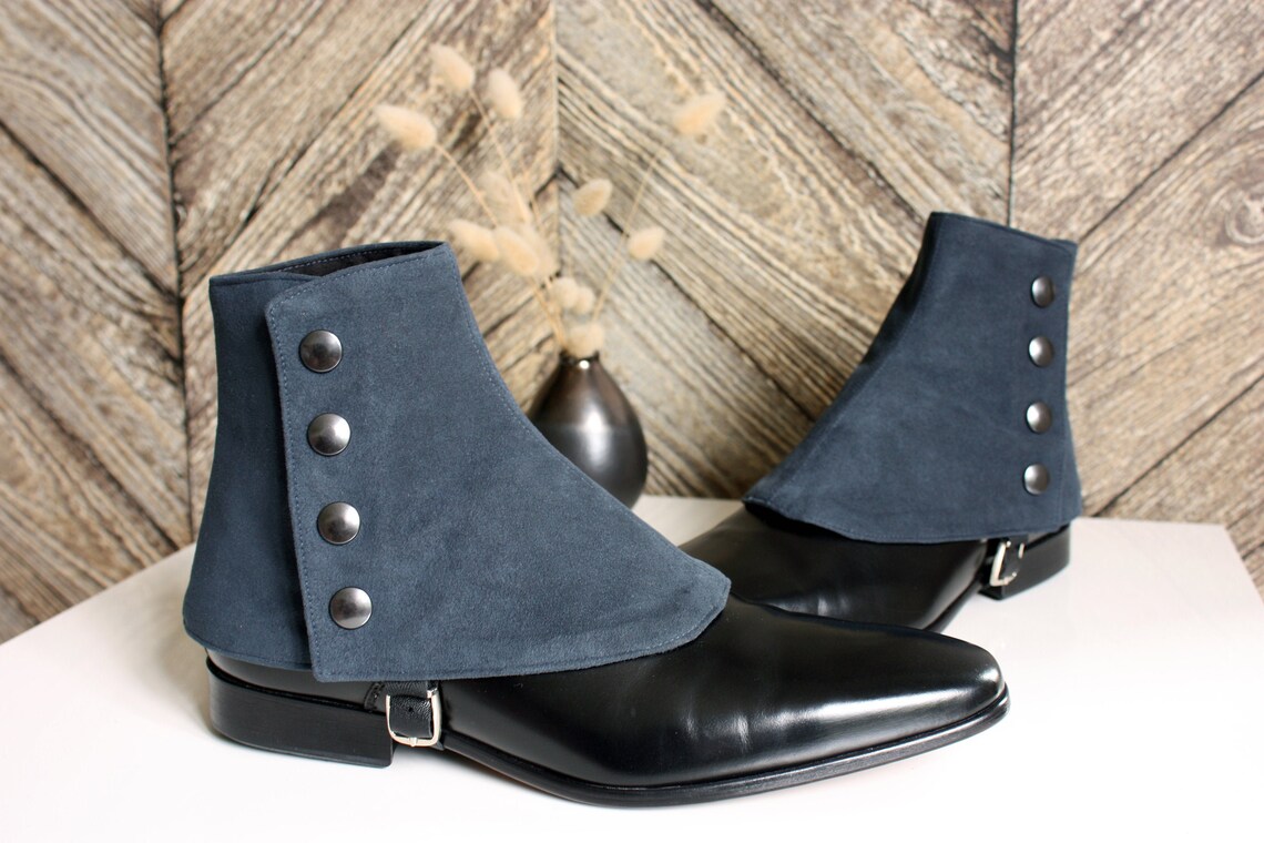 Luxury Men's Spats Midnight Blue Alcantara® Gaiters for - Etsy