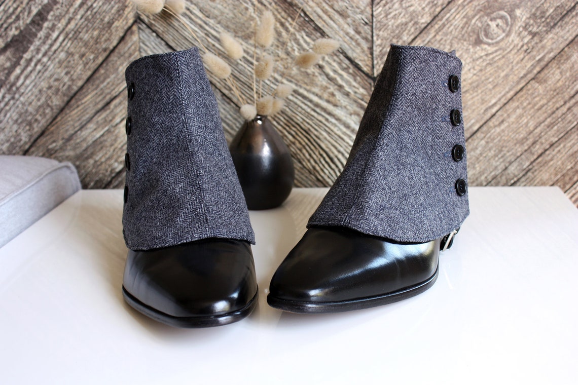 Luxury Men's Spats Indigo Color Herringbone Merino Wool - Etsy