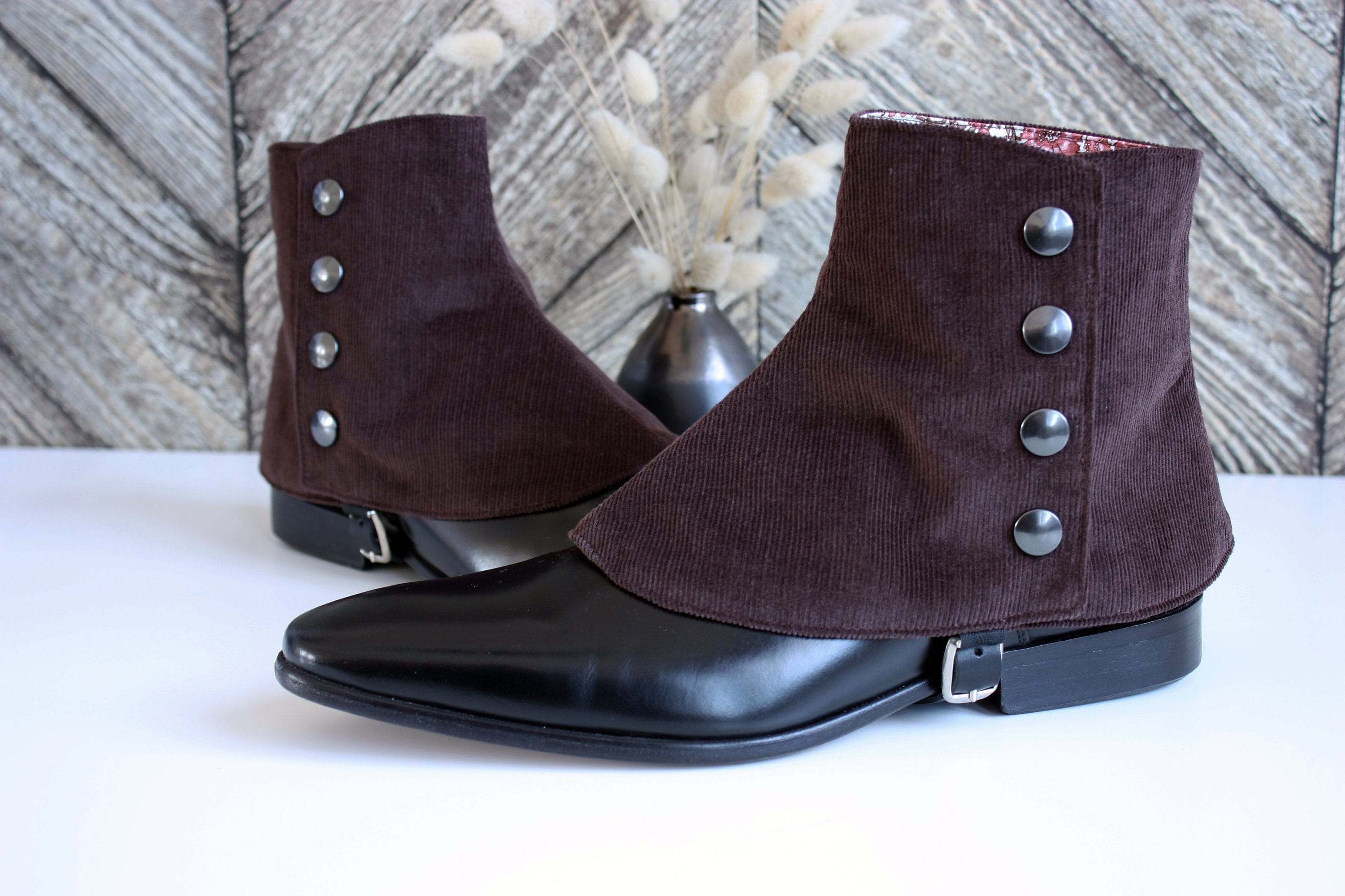 Luxury Men's Spats Chocolate corduroy velvet for elegant | Etsy