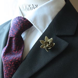 Succulent Flower Lapel Pin for Men, Wedding Boutonniere, Olive Green ...