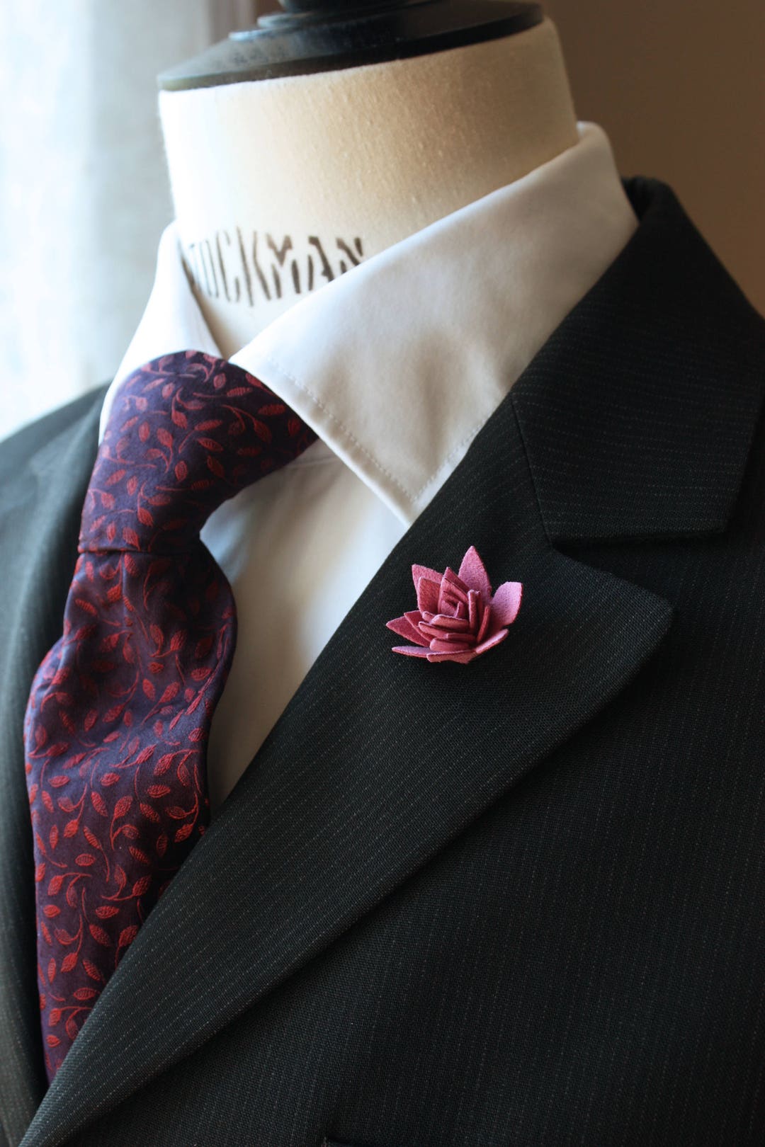 Succulent Flower Lapel Pin for Men, Wedding Boutonniere, Taffy Pink ...