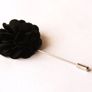 Lapel Pin for Men, Wedding Boutonniere, Flower Lapel Pin, Black Satin ...