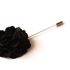 Lapel Pin for Men, Wedding Boutonniere, Flower Lapel Pin, Black Satin ...