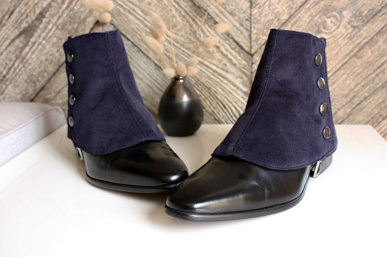Luxury Men's Spats Navy Blue Corduroy Velvet for Elegant Men Dandy ...