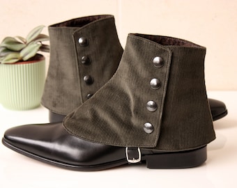 Luxury Men's Spats Silver Grey Herringbone Merino Wool for Elegant Men ...