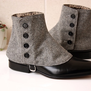 Luxury Men's Spats Silver Grey Herringbone Merino Wool for Elegant Men ...