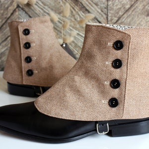 Luxury Men's Spats Camel Color Herringbone Merino Wool for Elegant Men ...