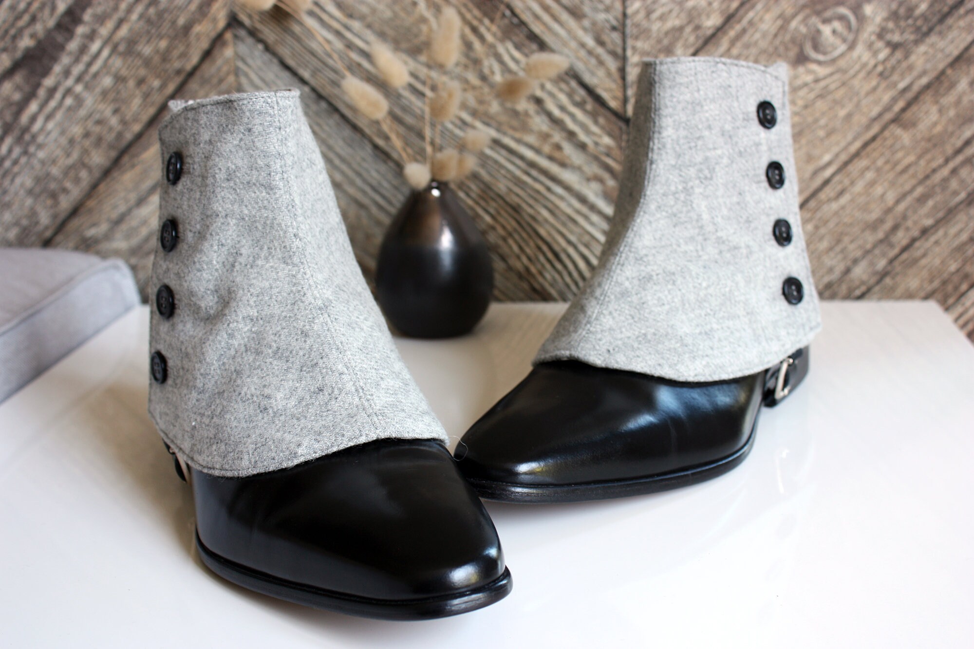 Luxury Men's Spats Light Grey Wool Flannel Gaiters for Elegant Men ...