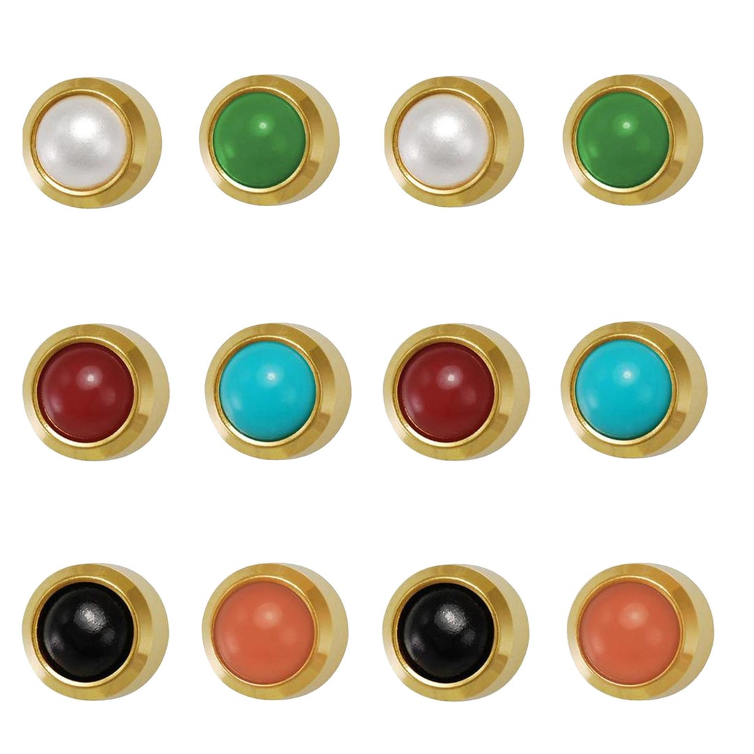 Universal Assorted Ear Piercing Bezel Pearls 12 Pairs 24 K Gold ...