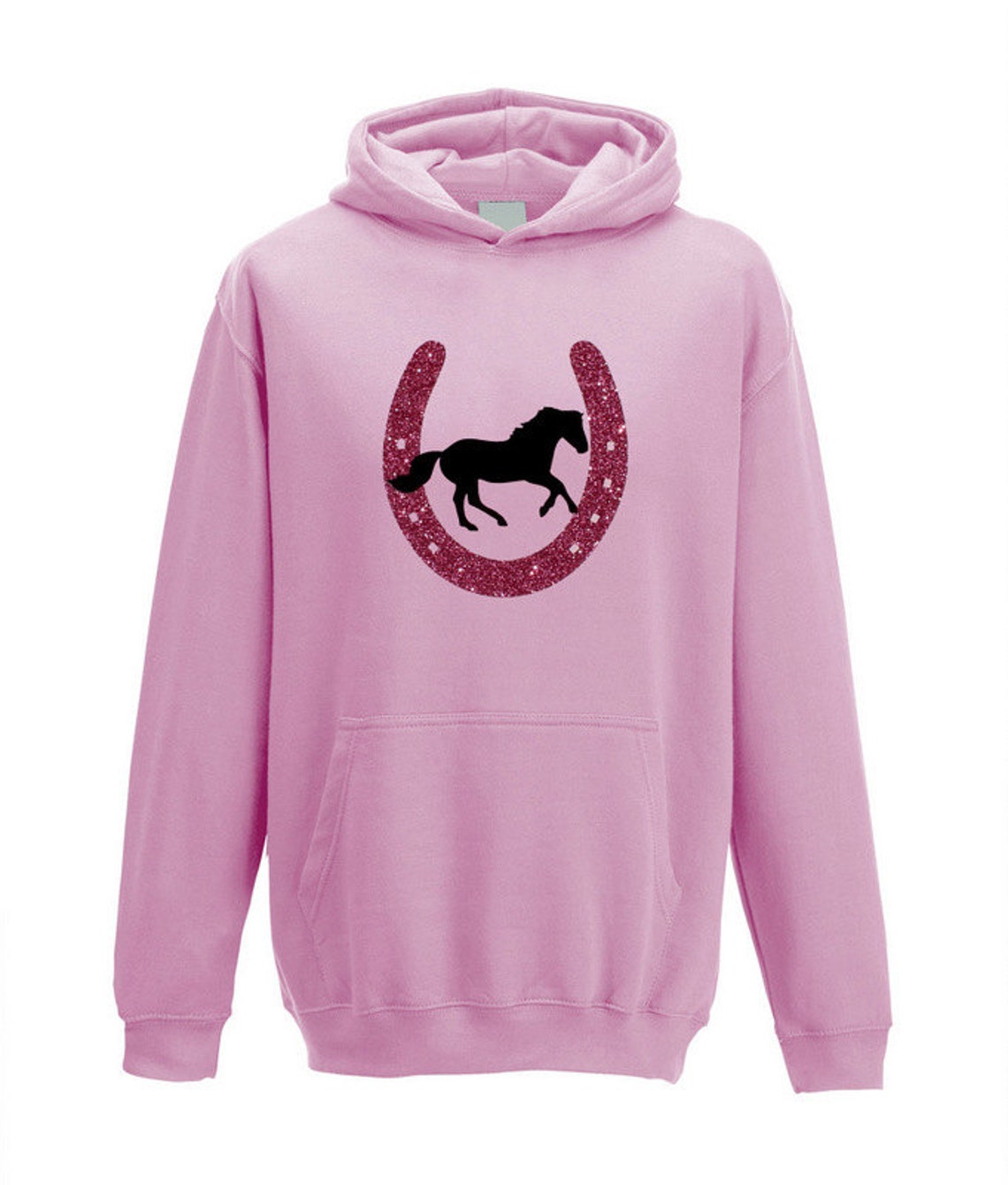 Girls Pink Horse Hoodie/ Sweatshirt With Glitter Horse Shoe | Etsy