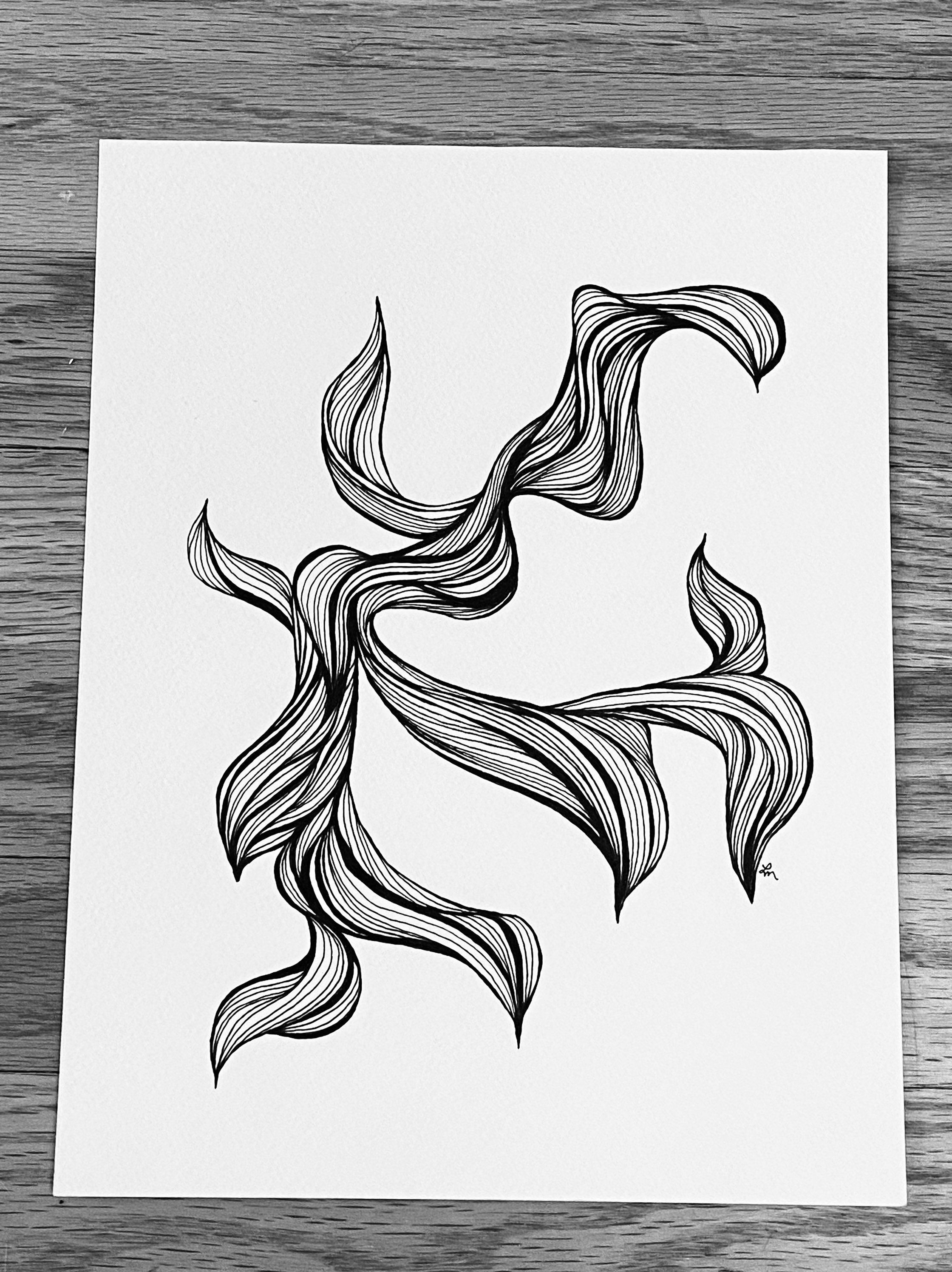 Abstract Line Ink Drawings Black and White - Etsy