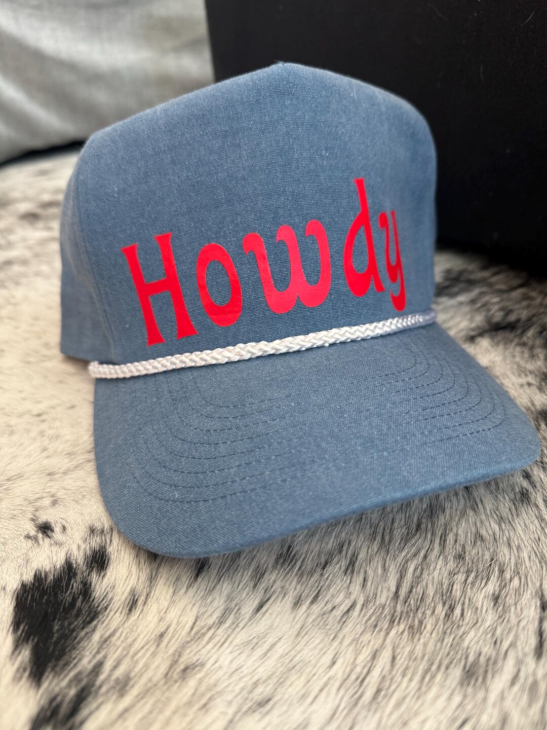 Howdy Denim Red and Rope Trucker Hat Retro Vintage Western Country ...