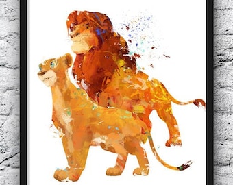 The Lion King Watercolor Print Simba Art Lion Jungle Movie | Etsy