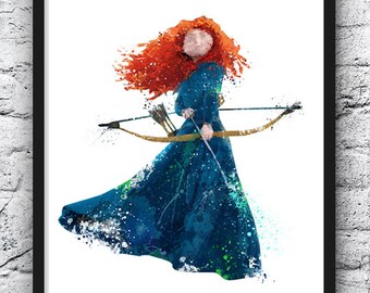 Brave Art Print Princess Merida Art Brave and Bear Kids | Etsy