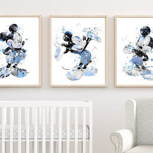 Mickey Mouse Set of 2 Poster Mickey Mouse Print Kids Room - Etsy