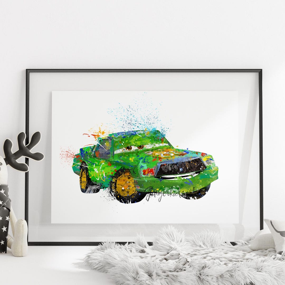Chick Hicks Watercolor Poster, Art Poster, Lightning Mcqueen, Movie ...