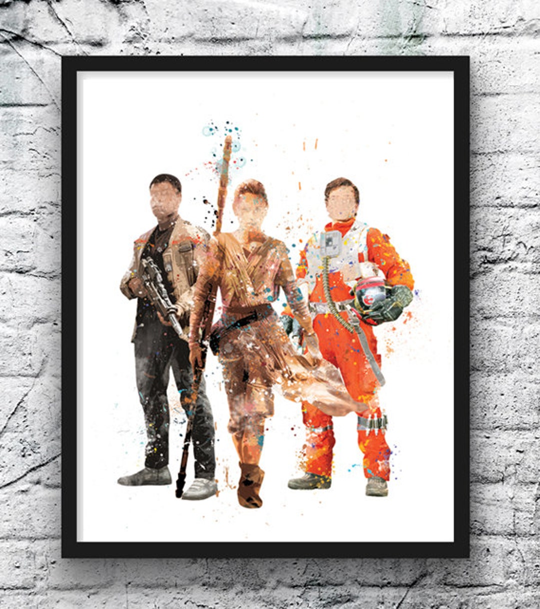 Star Wars, Watercolor, Art Print, Rey, Finn, Poe, Kylo Ren, Movie ...