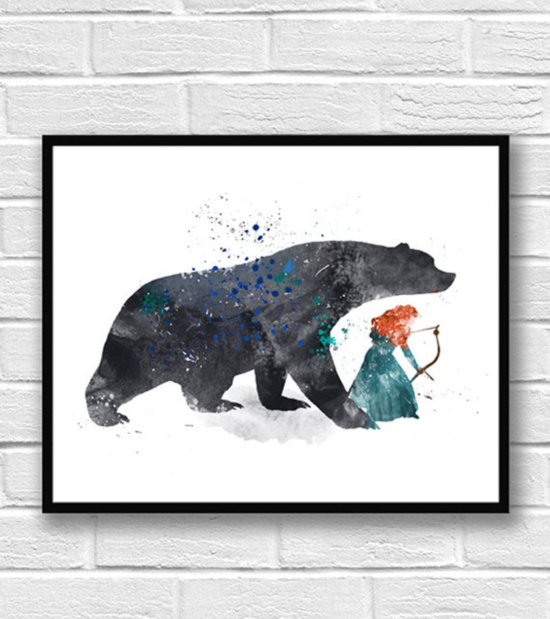 Brave Art Print, Princess Merida Art, Brave and Bear, Kids Decor ...