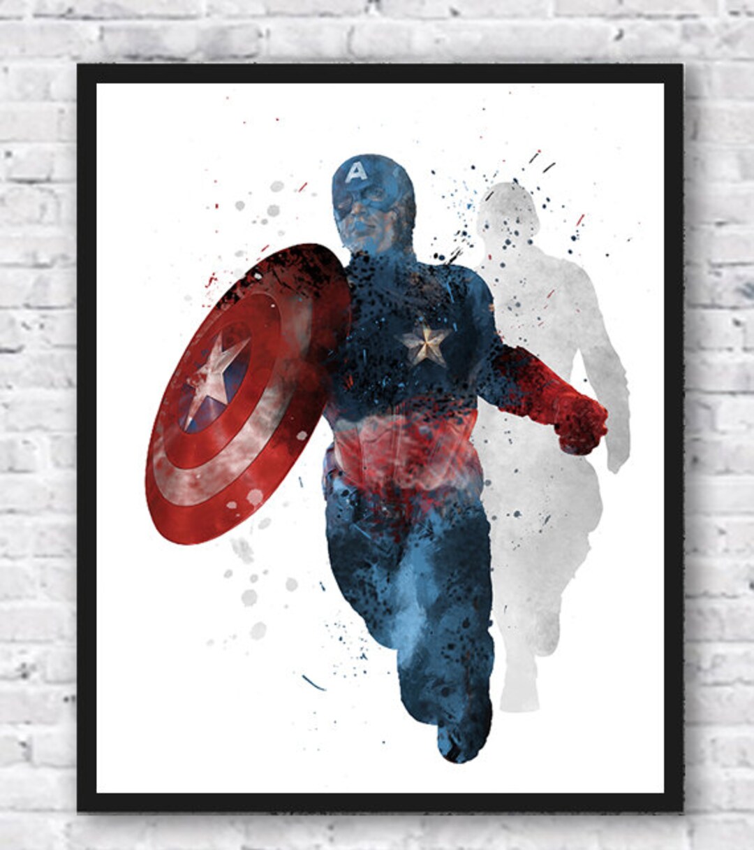 Captain America Watercolor Print, Avengers Art, Movie Poster ...