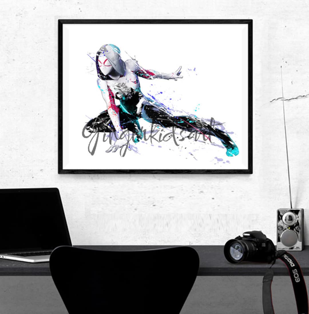 Spider Gwen, Spider Verse, Gwen Stacy, Watercolor Print, Superhero ...