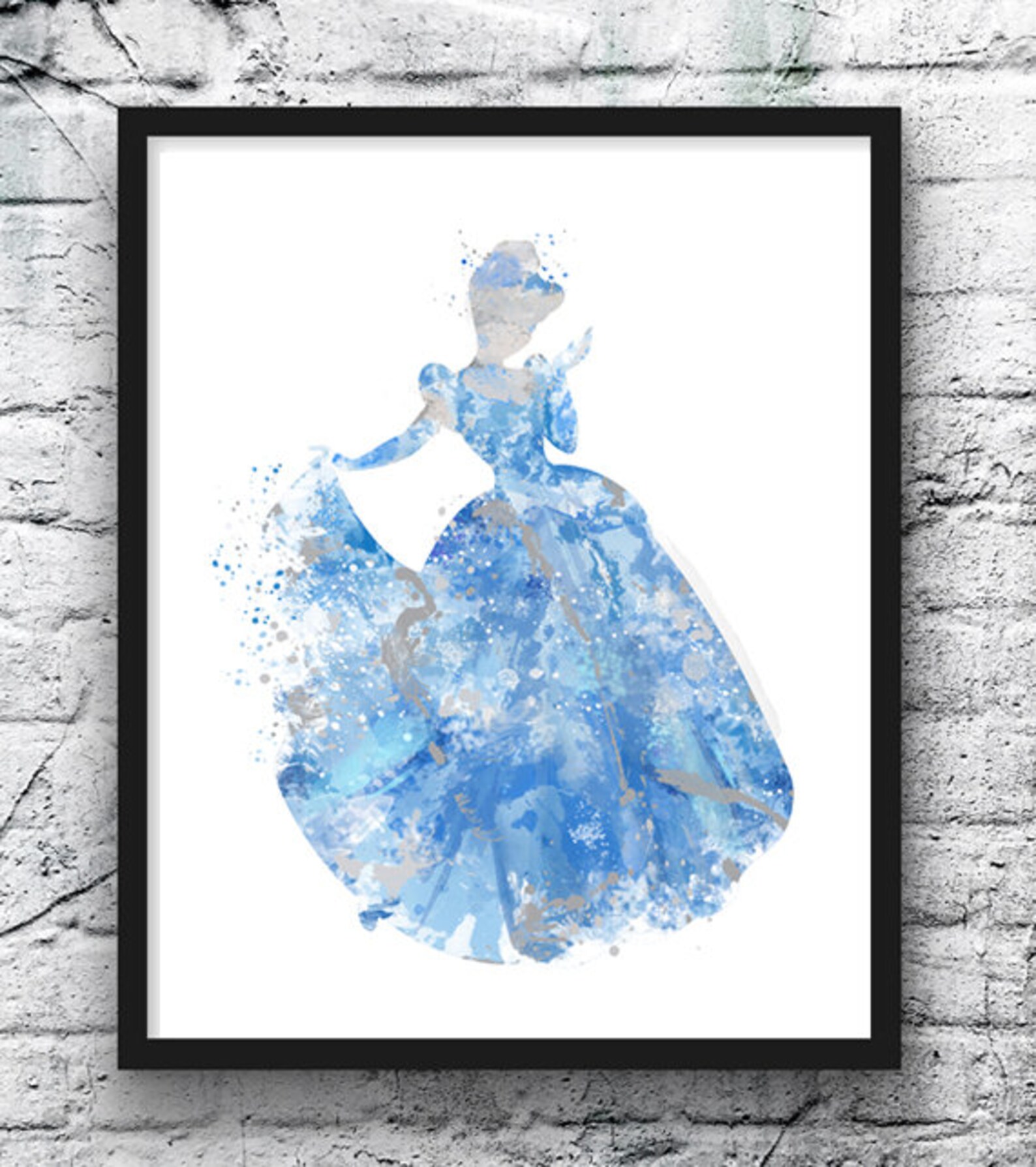 Cinderella Watercolor Art Princess Print Castle Carriage | Etsy