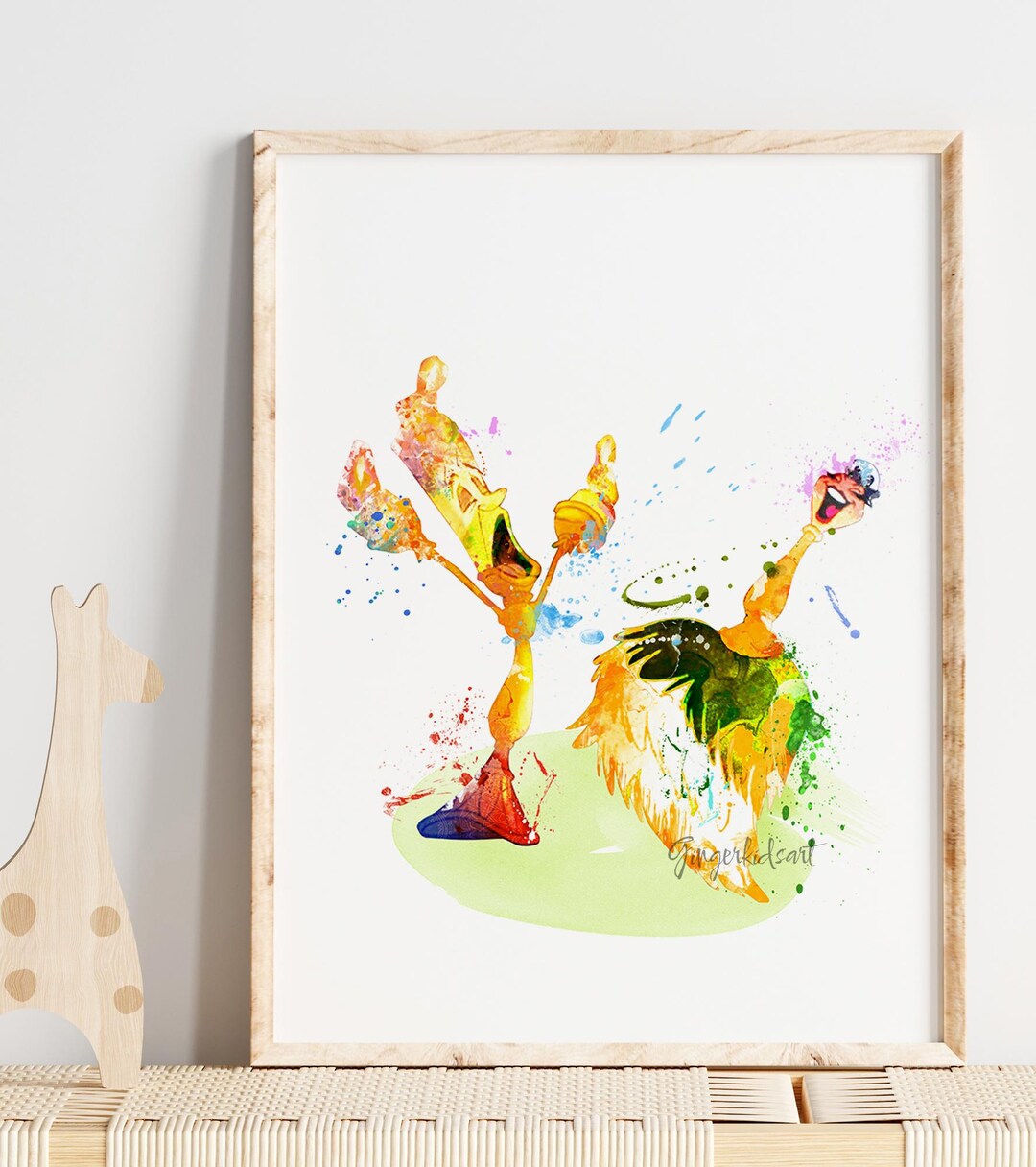Beauty and the Beast Watercolor Art Print Lumiere & Cogsworth 1151 - Etsy