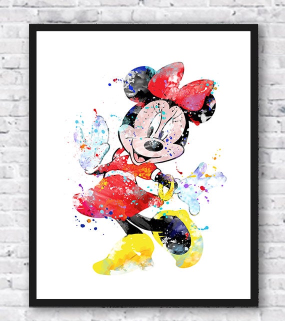 Minnie Mouse Watercolor Painting Minnie Mouse Art Print Minnie Mouse ...