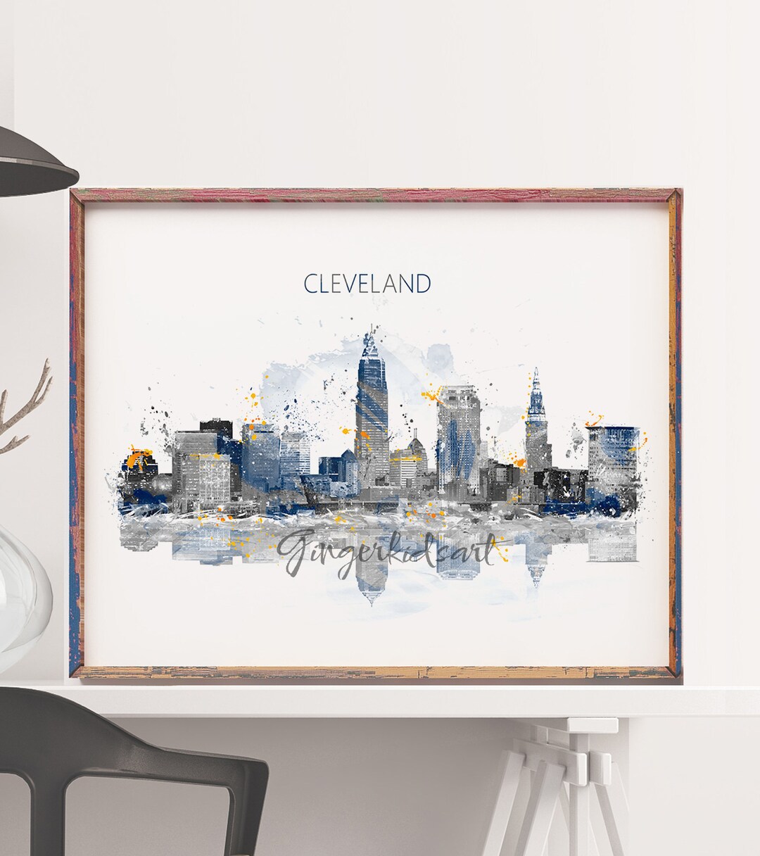 Cleveland Skyline Watercolor Print: Ohio Cityscape Travel Art 924-1 - Etsy