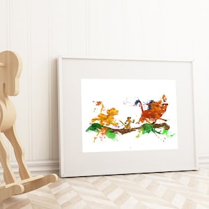 Lion King Watercolor Art Print: Simba, Timon & Pumba, Nursery Decor 704 ...