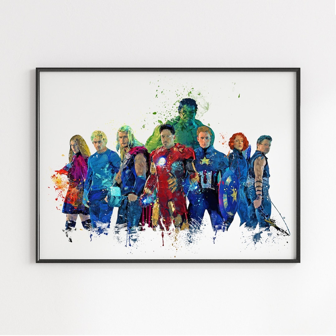 Avengers Watercolor Art Print: Superhero Comic Wall Decor 658 - Etsy