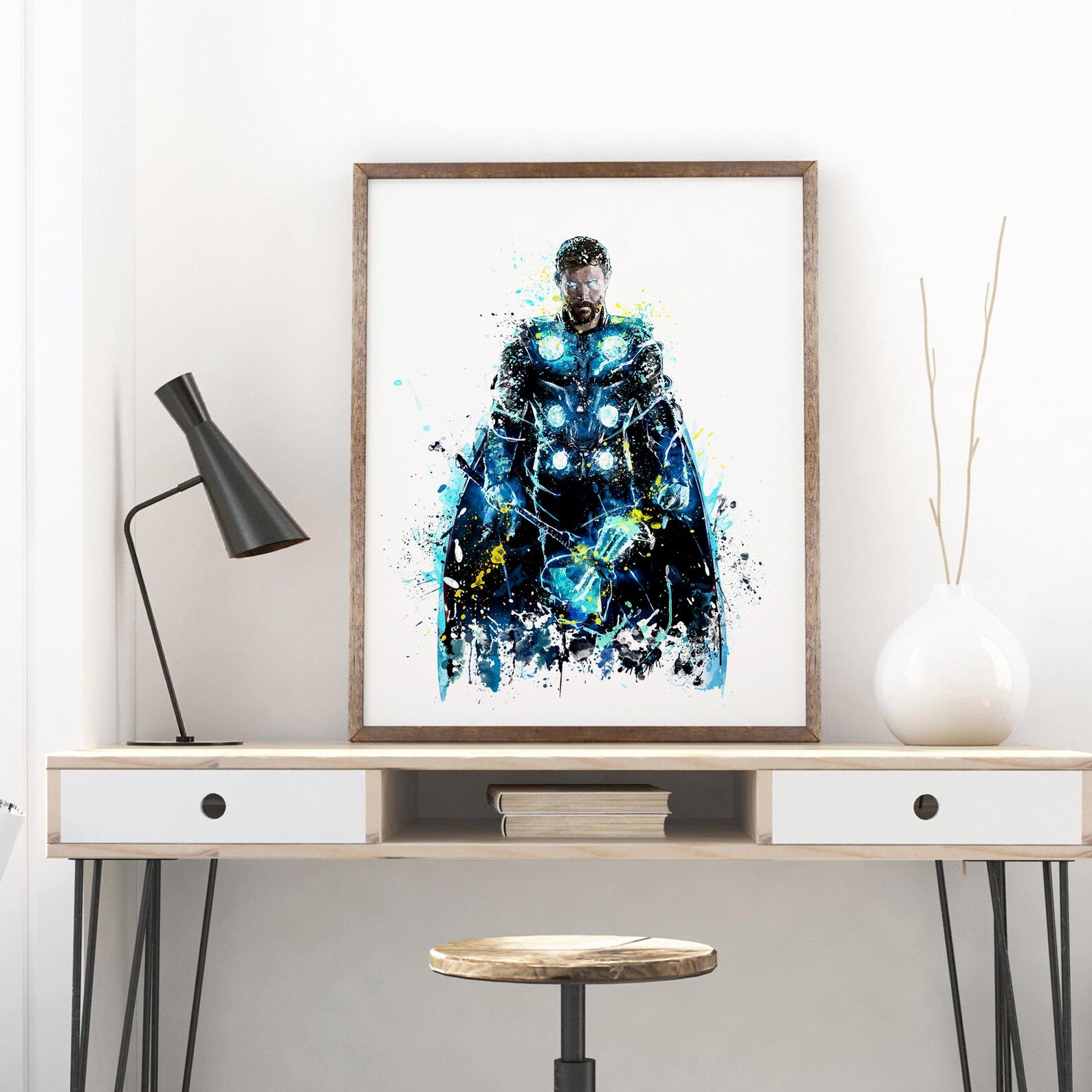 Thor Watercolor Art Print: Avengers Superhero Movie Poster 1026 - Etsy
