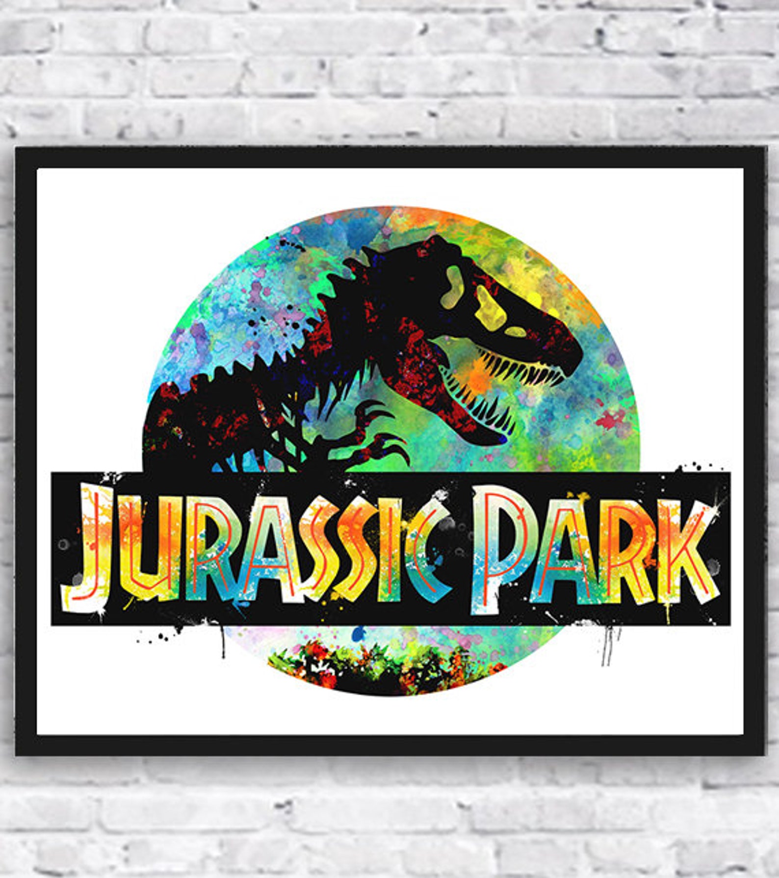 Jurassic Park Watercolor Print Dinosaur Art Movie Poster - Etsy
