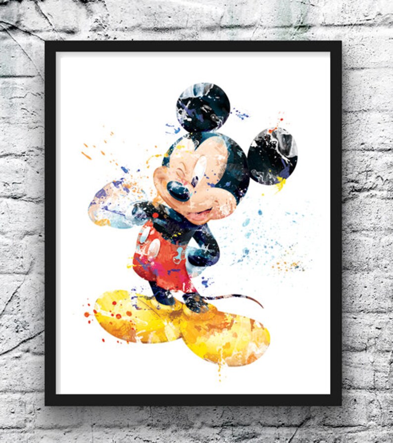 Mickey Mouse Watercolor Art Print Minnie Mouse Baby | Etsy
