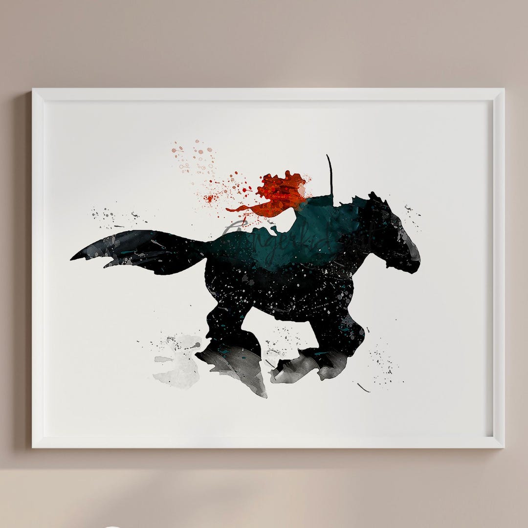 Princess Merida Art, Brave Poster, Watercolor Art, Angus, Movie Poster ...