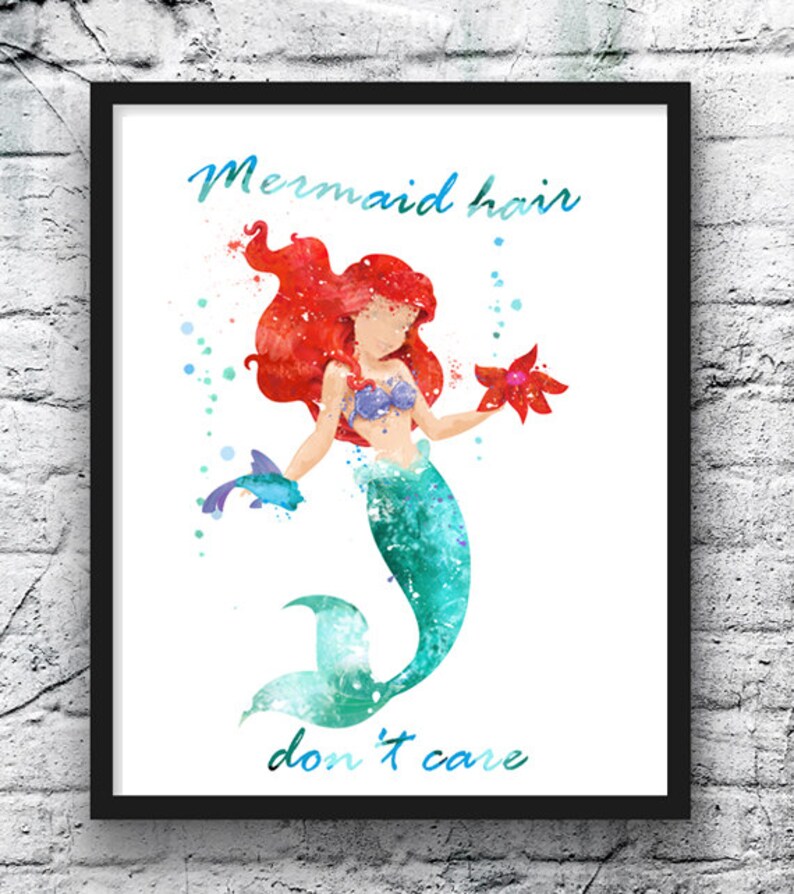 Princess Ariel Watercolor Print Movie Poster Little Mermaid | Etsy