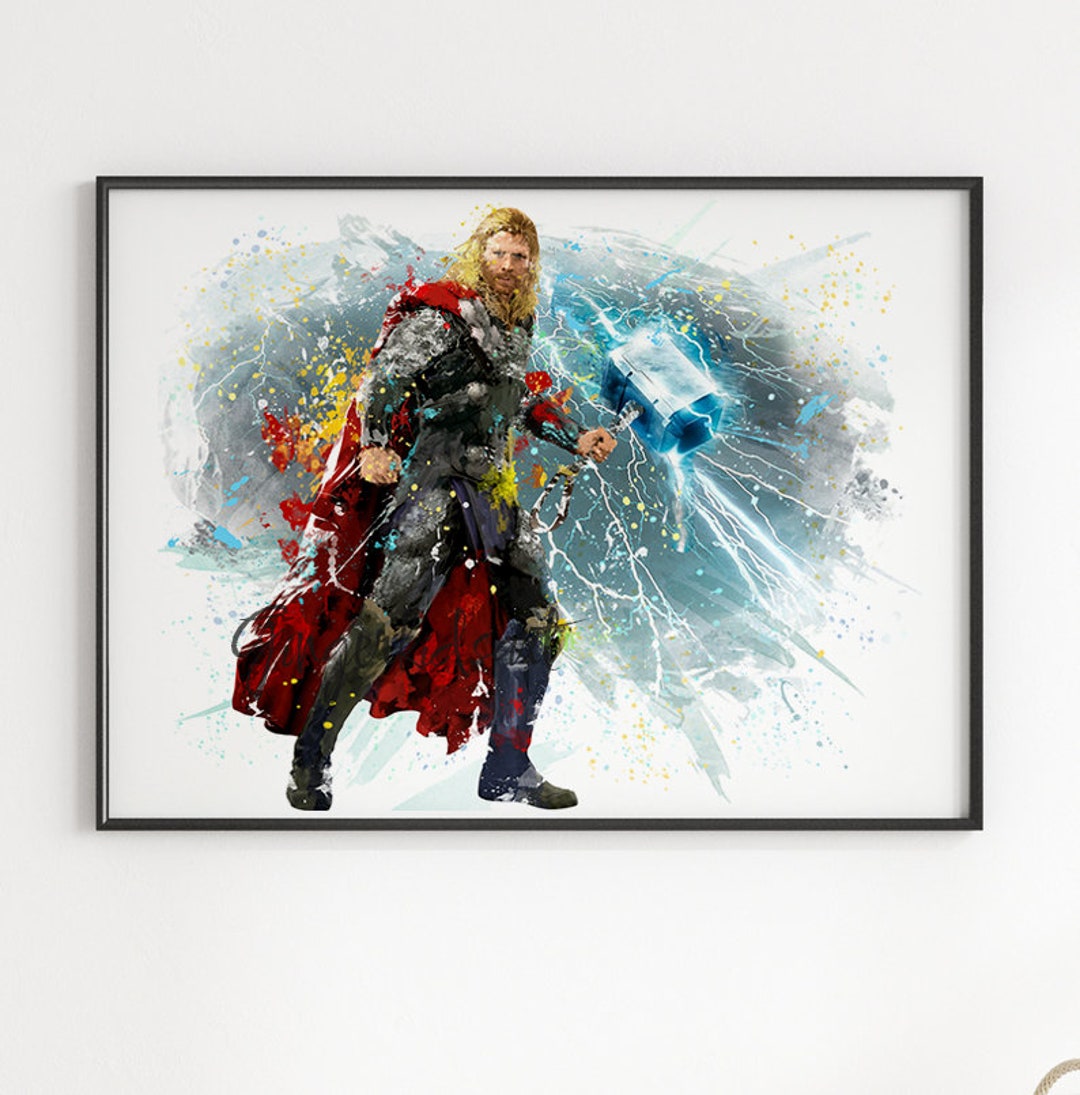 Thor, Watercolor, Art Print, Avengers, Superhero, Comic, Marvel, Thor ...