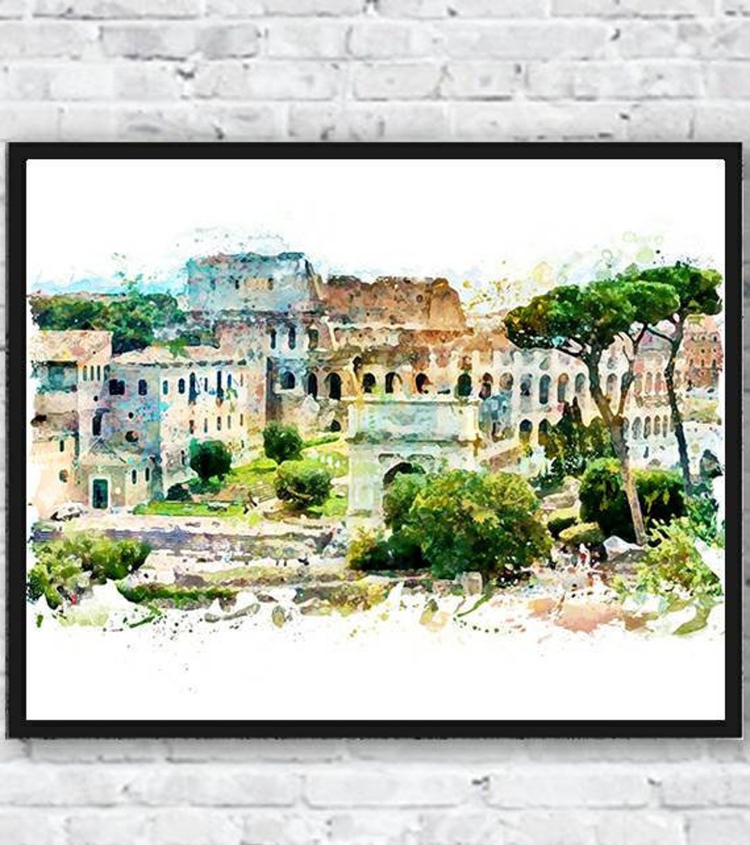 Rome, Watercolor Art, Ancient, Rome Print, Rome Map, Italy Painting ...