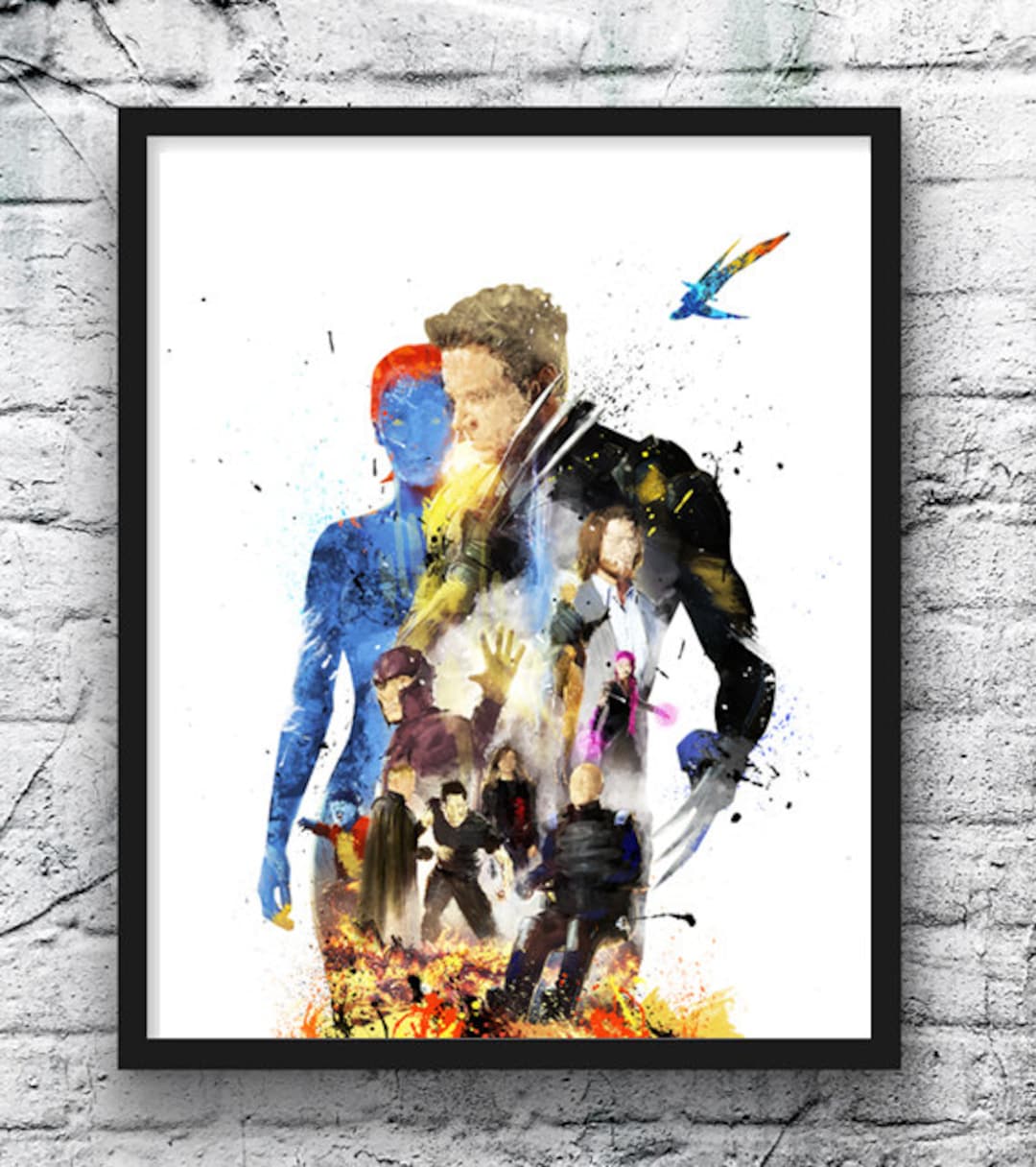 The X-men Watercolor Print, Wolverine Art, Mystique, Charles Xavier ...