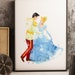 Princess Cinderella and Prince Charming Watercolor Print Art - Etsy