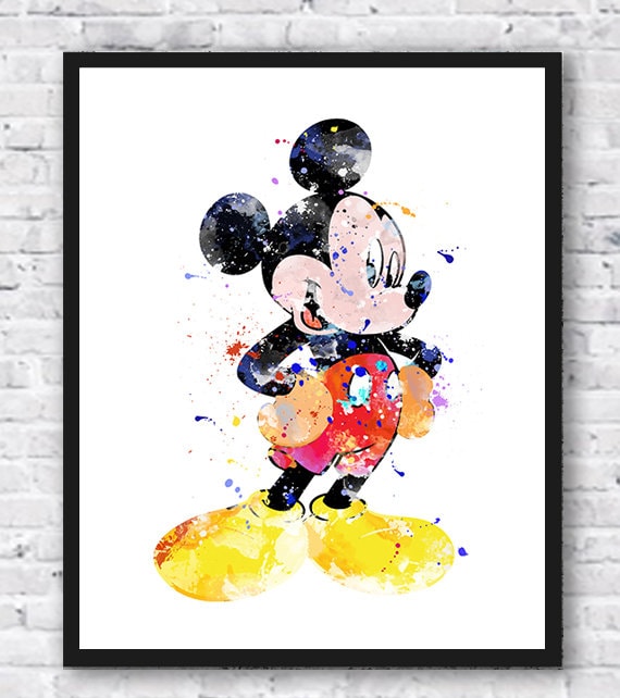Mickey Mouse Watercolor Art Print Mickey Minnie Mouse | Etsy