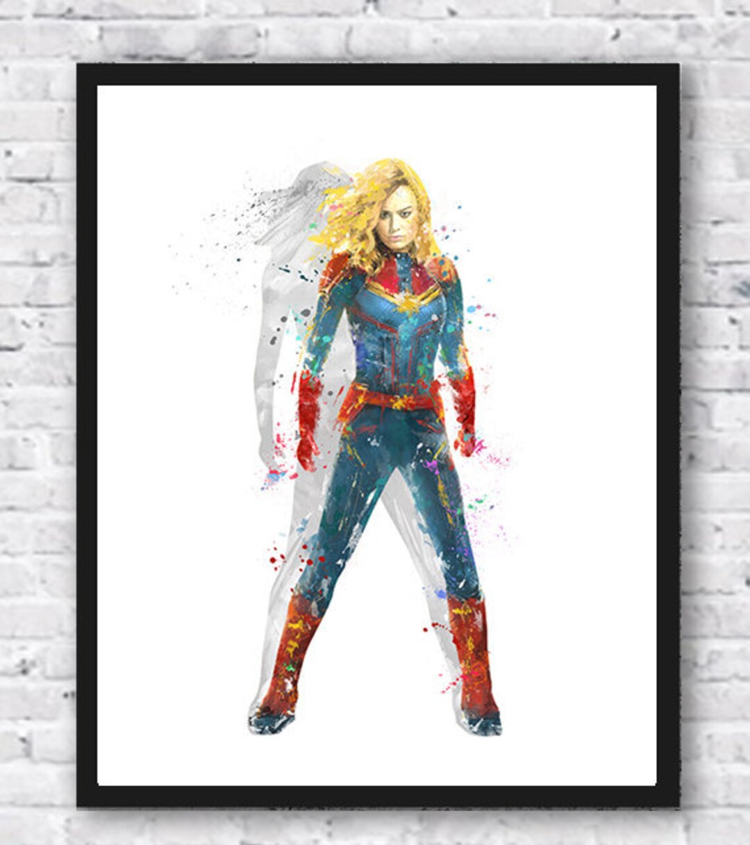 Captain Marvel, Superhero, Avengers, Watercolor Print, Wall Art, Marvel ...