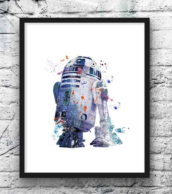 R2D2 Star Wars Watercolor Art Star Wars Poster Movie | Etsy